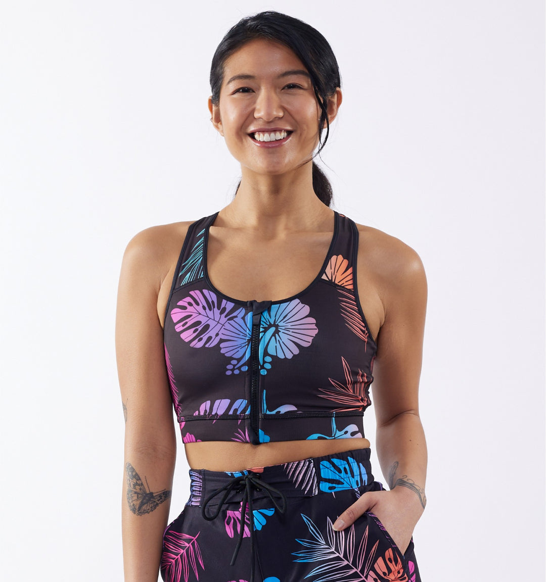 Swim Racerback Zip Compression Top - Tropadelic – tomboyx