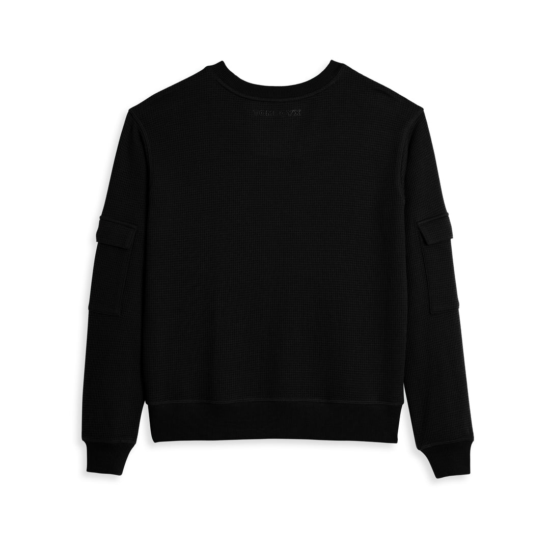 Modal Cloud Waffle Long Sleeve Cargo Crew - Black Beauty – tomboyx