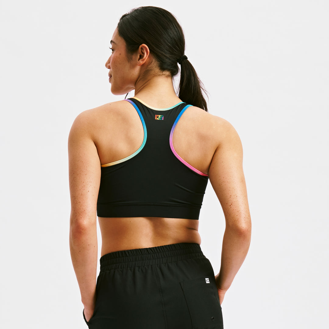 Swim Racerback Zip Compression Top - Black Rainbow Ombre – tomboyx