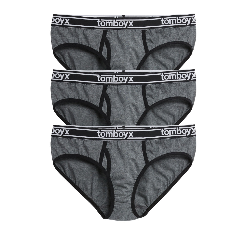 Iconic Briefs 3-Pack - Cotton Charcoal Logo – tomboyx