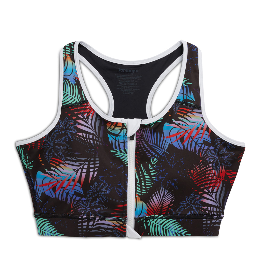Swim Racerback Zip Compression Top - Palm Dreams – tomboyx