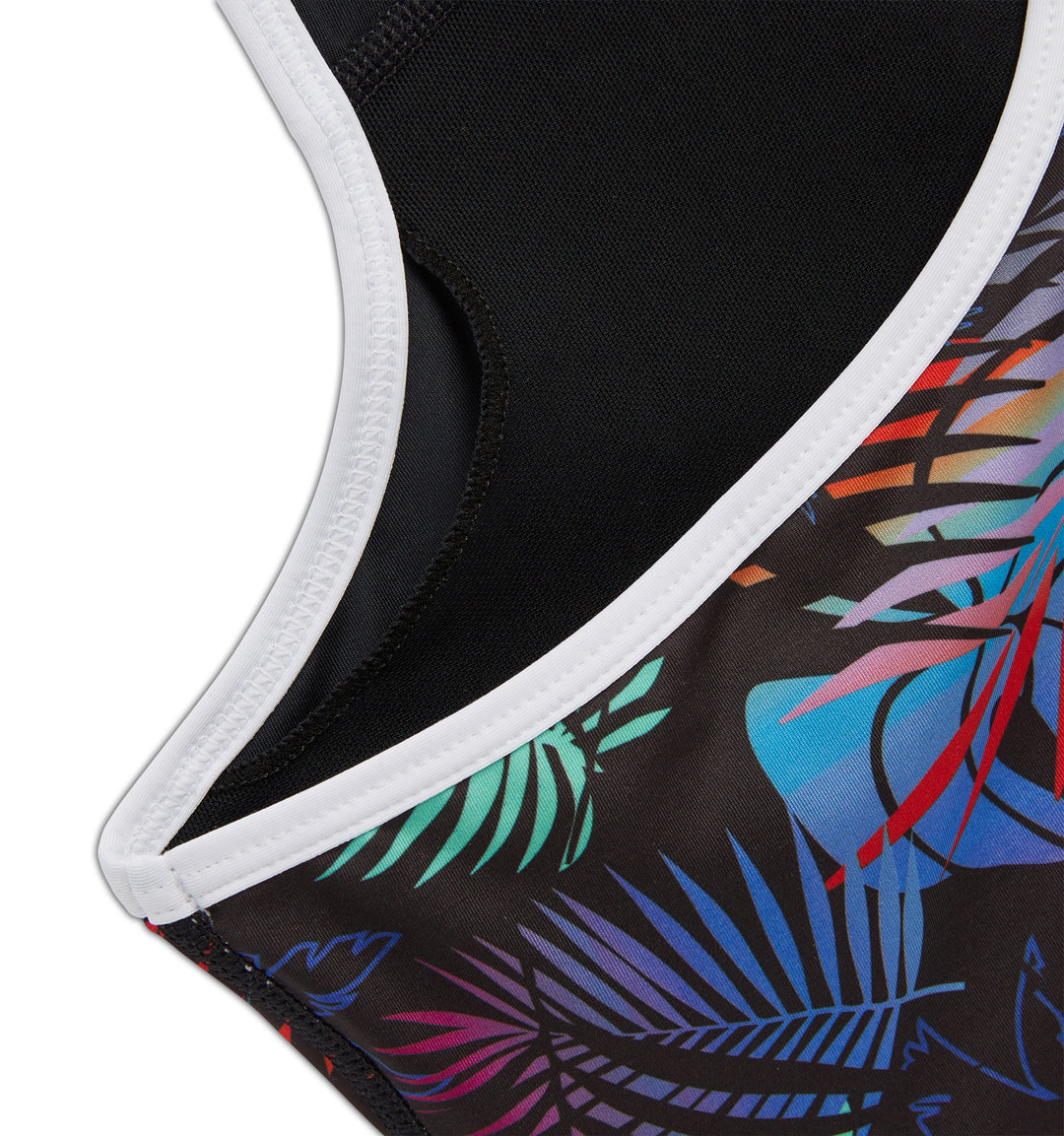 Swim Racerback Zip Compression Top - Palm Dreams – tomboyx