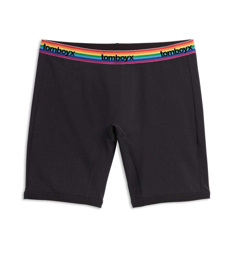 First Line Period 4.5" Trunks - Black Rainbow Logo – tomboyx