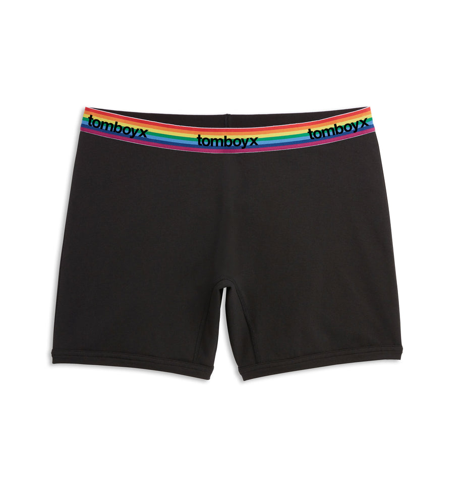 First Line Period 4.5" Trunks - Black Rainbow Logo – tomboyx